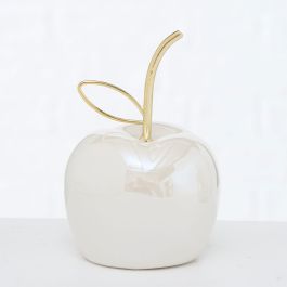 DECORATIUNE MAR, 6X12 CM, CERAMICA, ALB/AURIU Homelux.ro