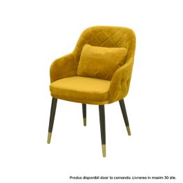 FOTOLIU CATIFEA RALPH CU PERNA, GALBEN, PICIOARE LEMN Homelux.ro