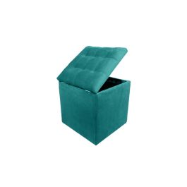 Taburet cub Cozy cu spatiu depozitare, 42x42x46 cm, catifea, verde ...